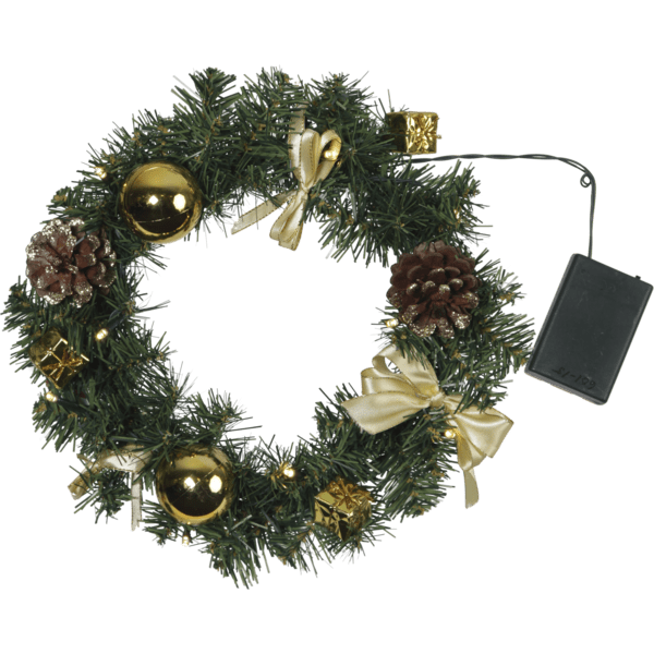 Coronita decorata de Craciun, Star Trading, Iluminare LED, 30 cm, Verde ...