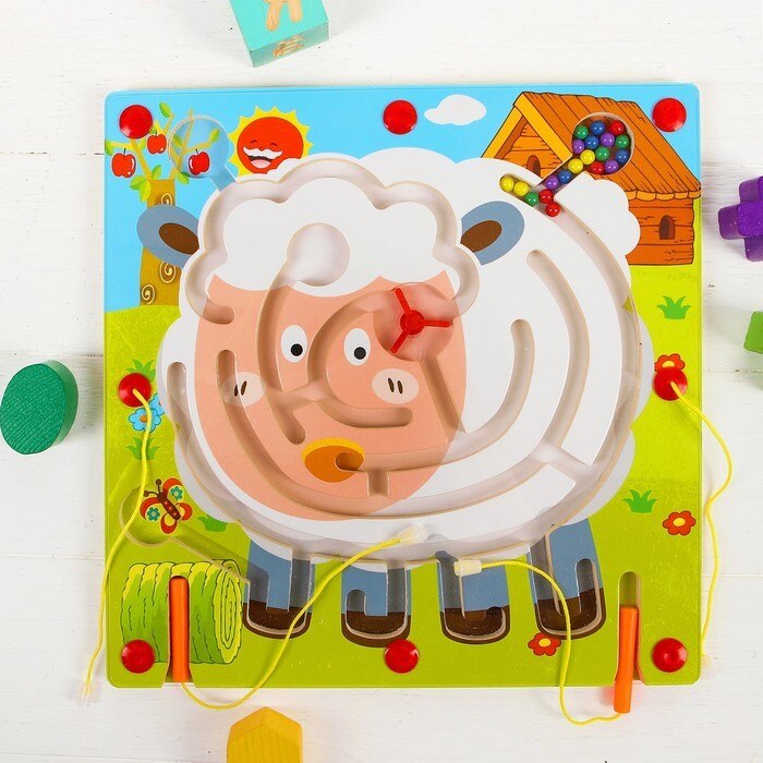 Labirint din lemn magnetic mare, Animale, Oaie, 28,7х28,7х1,2 cm - eMAG.ro