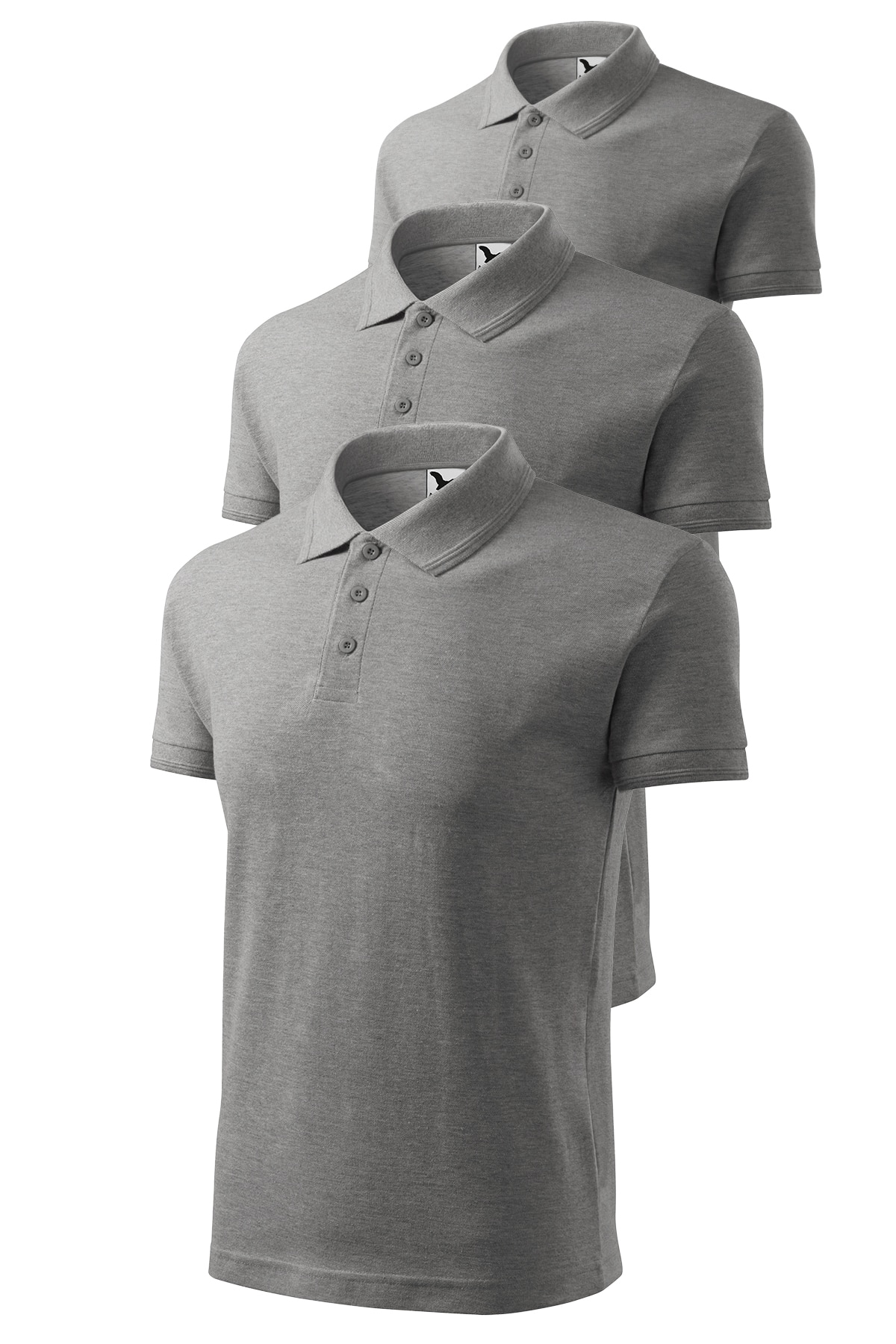 Set 3 tricouri polo de barbati, Malfini, Man Classy, Gri inchis, S ...