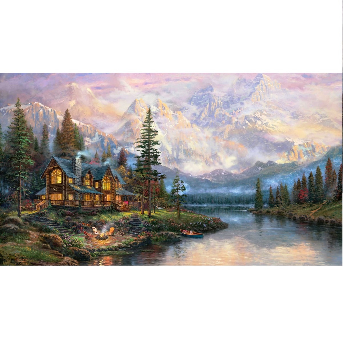 Tablou Canvas, Cabana ideala 5, Peisaj, Munte, Casuta, 80 x 50 cm ...