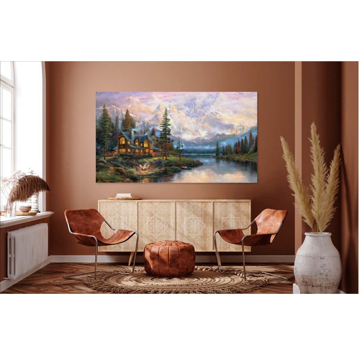 Tablou Canvas, Cabana ideala 5, Peisaj, Munte, Casuta, 80 x 50 cm ...