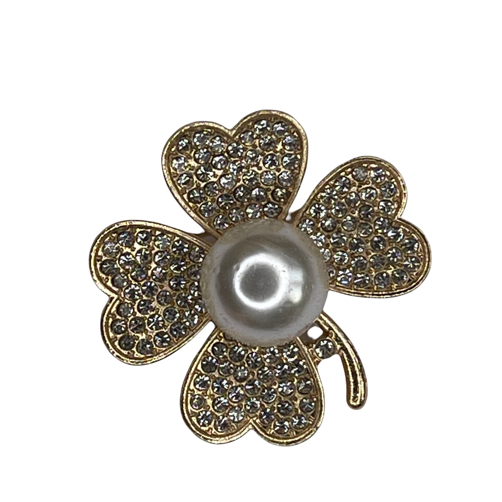 Martisor tip brosa eleganta Trifoiul norocos cu perla, auriu - Krista ...