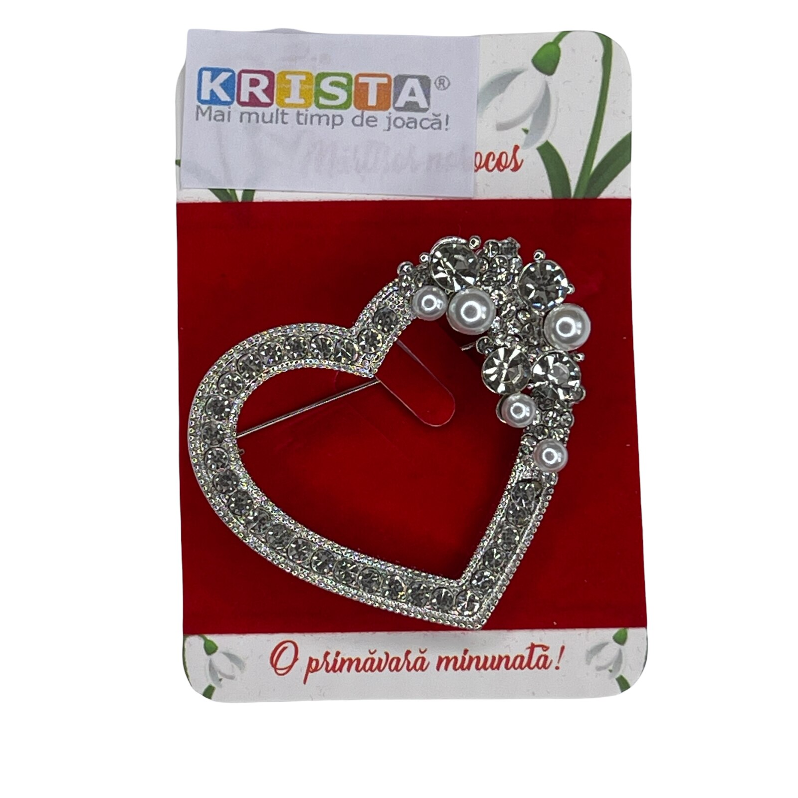 Martisor tip brosa eleganta Inima, Iubirea Mea, argintie - Krista - eMAG.ro