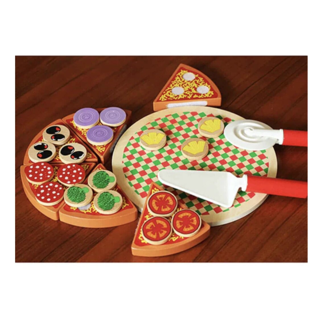 Montessori játék Pizza szeleteléshez, 27 tartozékkal, fából - eMAG.hu