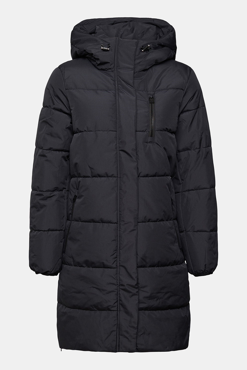 Esprit, Geaca lunga cu vatelina si gluga, Negru, XL - eMAG.ro