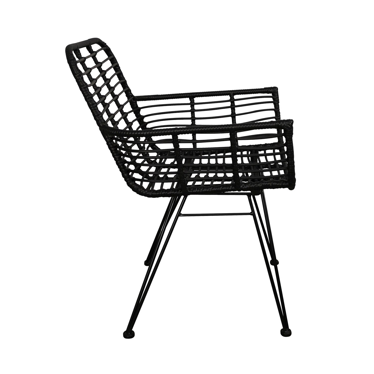 Scaun gradina, Otel/Ratan, 60x58x88cm, Negru - eMAG.ro