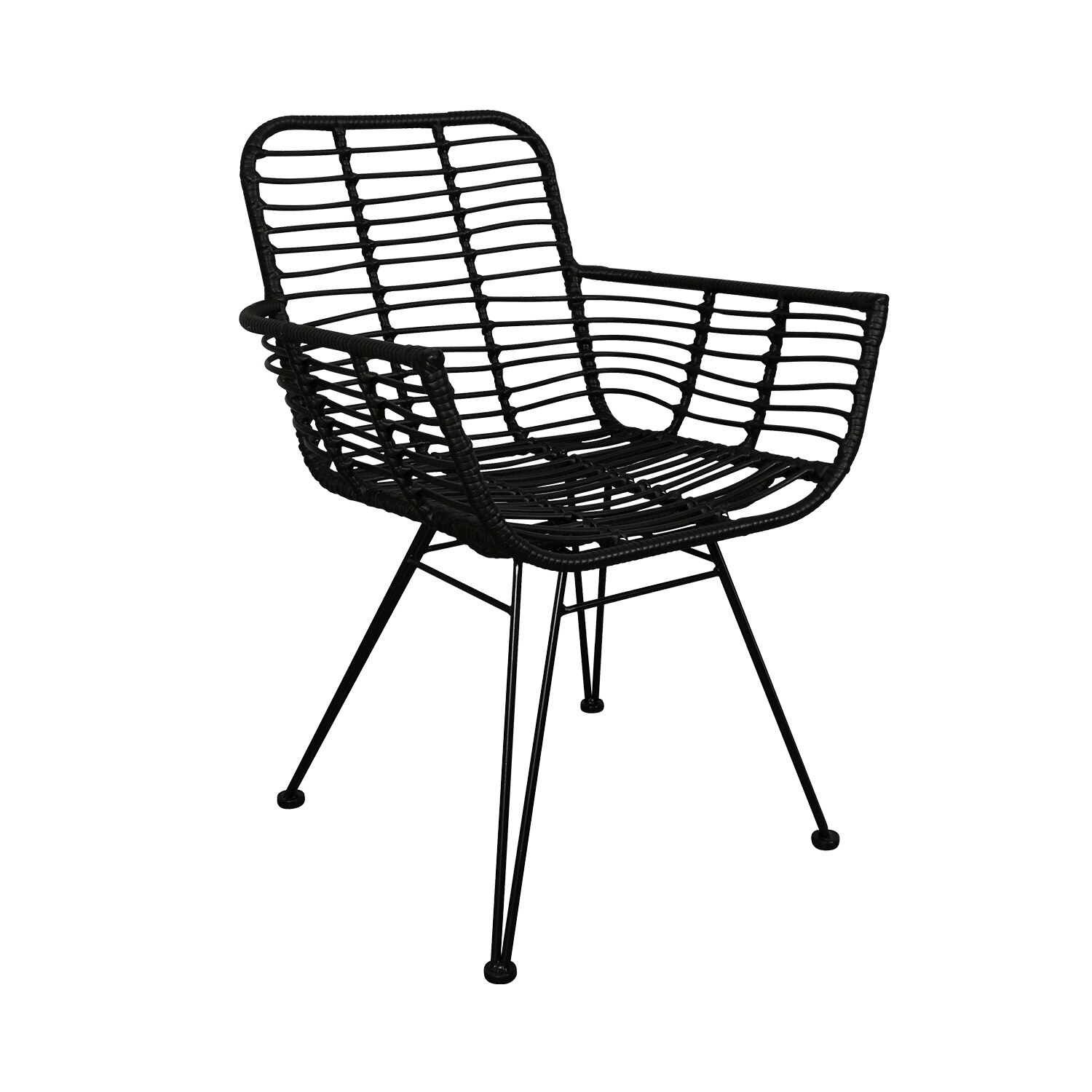 Scaun gradina, Otel/Ratan, 60x58x88cm, Negru - eMAG.ro