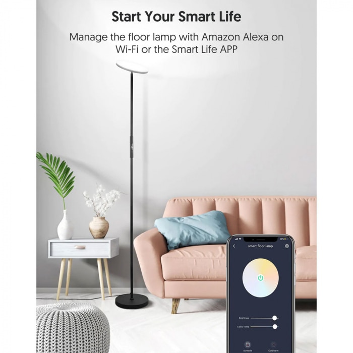 Lampadar LED inteligent Teckin FL41, Bluetooth, cu touch control, 30W ...
