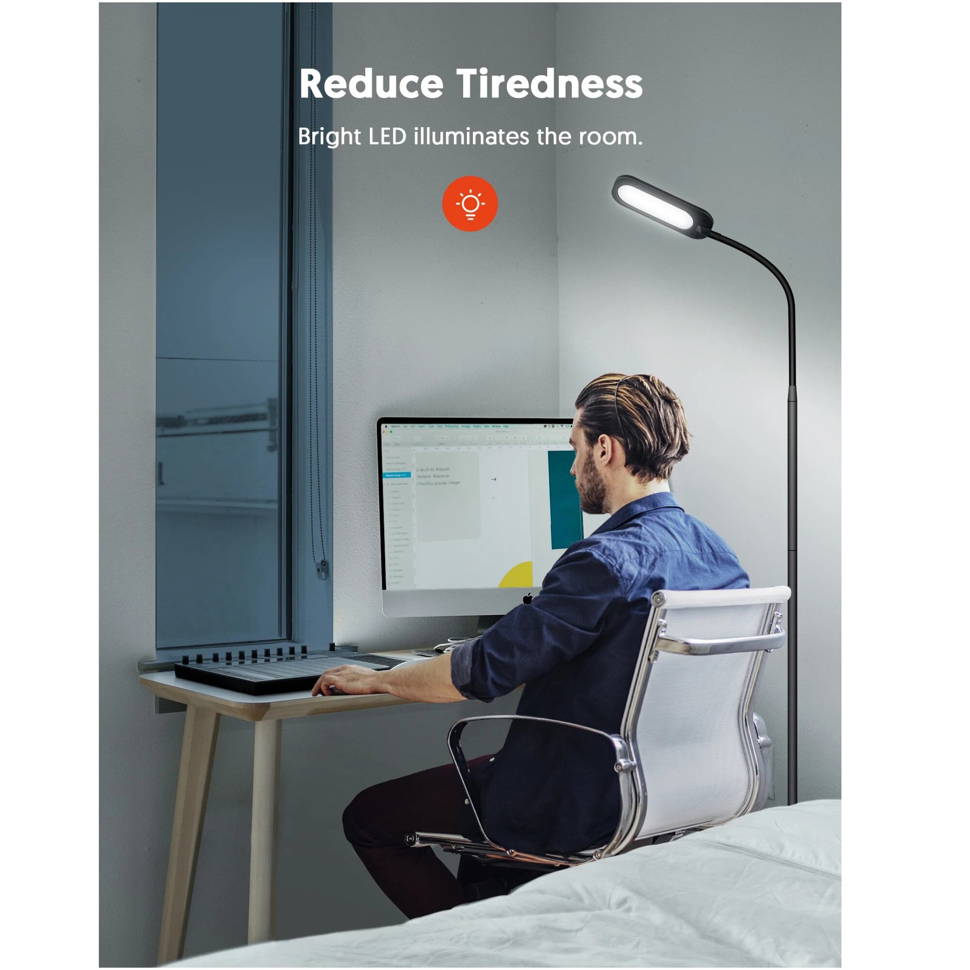 Lampadar LED Teckin FL32, cu touch control, dimabil, 12W, 5 niveluri de ...