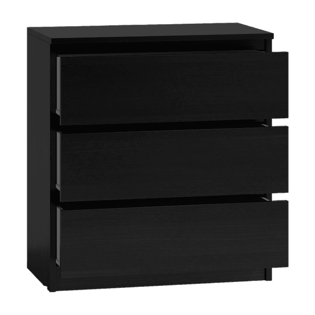 Comoda DEMI cu 3 sertare, culoare negru mat 70 cm x 39 cm x 79 cm - eMAG.ro