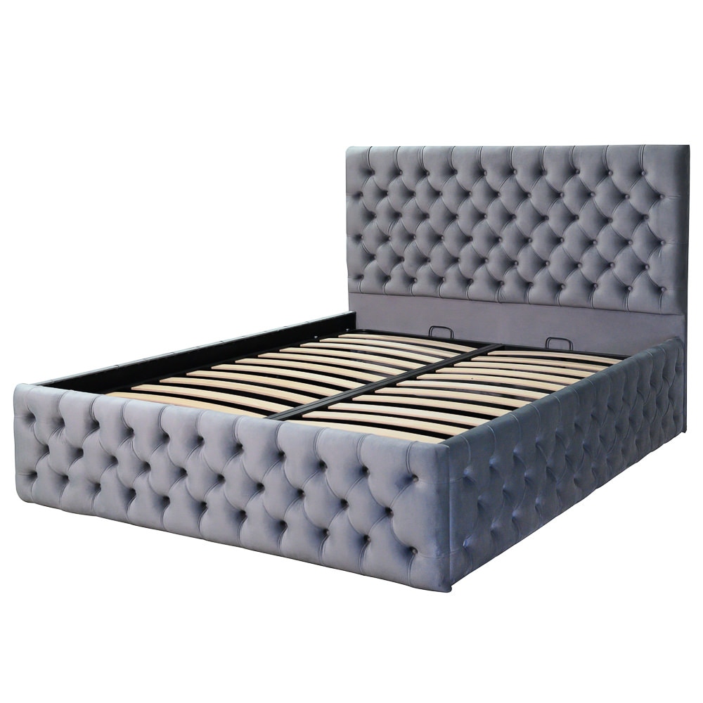 Pat dublu tapitat model Texas Deluxe 180/200 cm culoare gri deschis cu ...