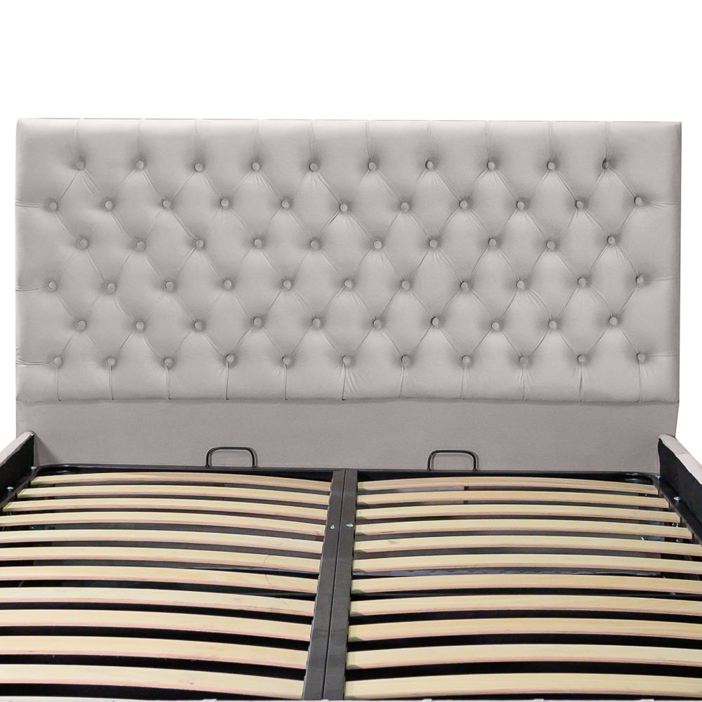 Pat dublu tapitat model Texas Deluxe 180/200 cm culoare crem cu somiera ...