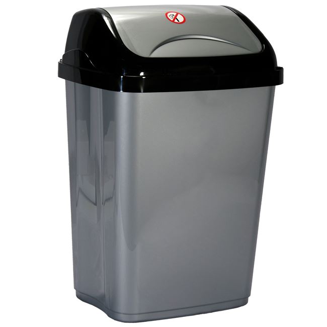 Cos de Gunoi din Plastic Silver Capac Negru 16L - eMAG.ro
