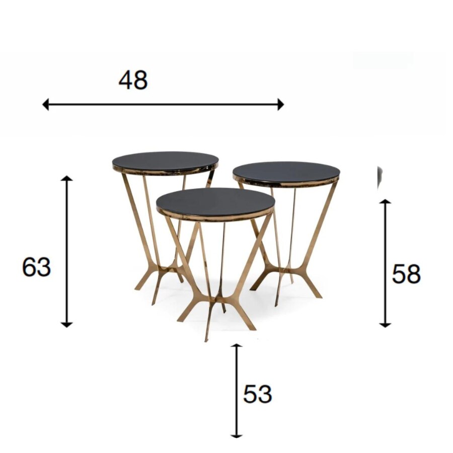 Set masute cafea 3 bucati, Asos, 53x58x63X48 cm - eMAG.ro
