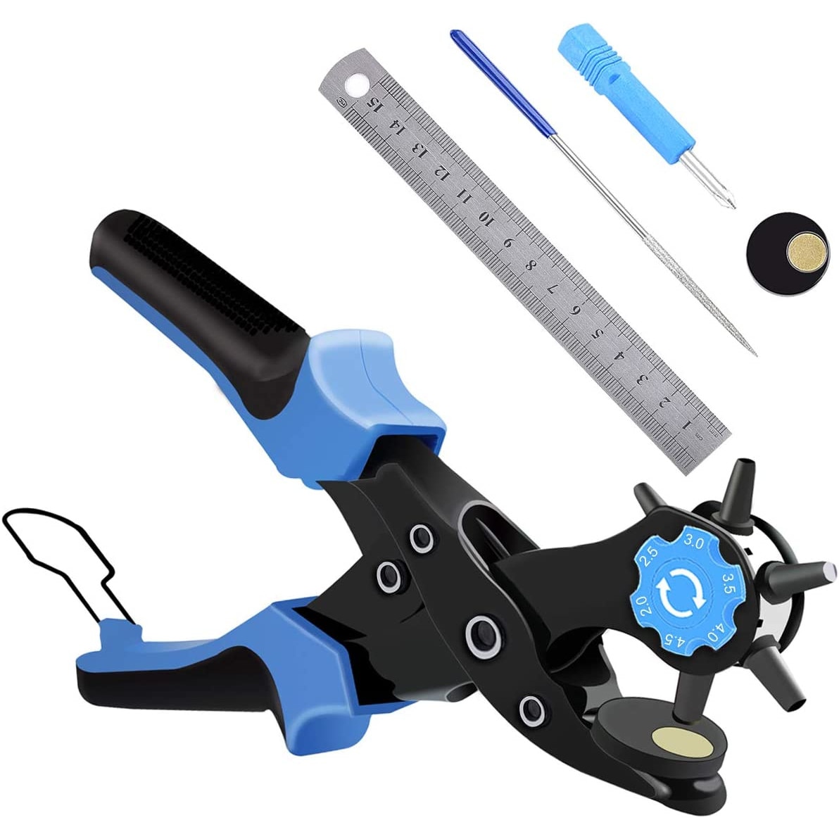 Set cleste preducea si accesorii pentru perforare curele, 6 buc, PVC ...