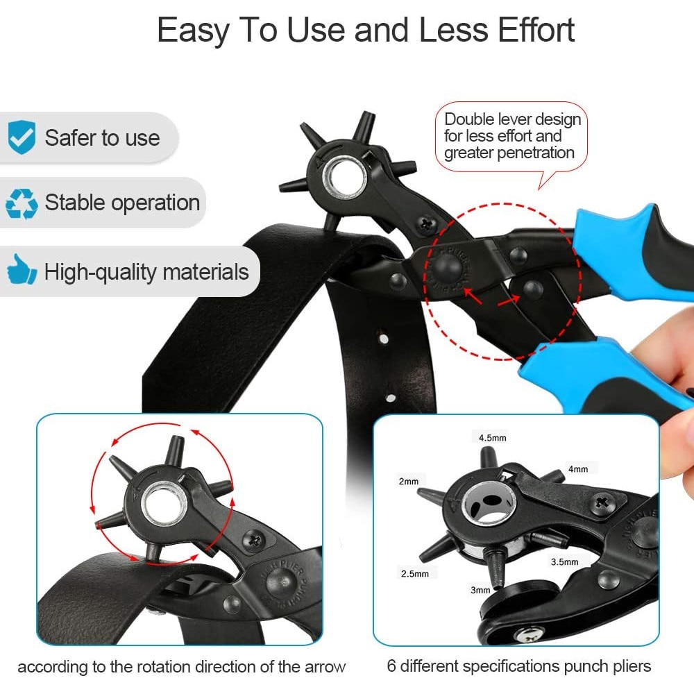 Set cleste preducea si accesorii pentru perforare curele, 6 buc, PVC ...