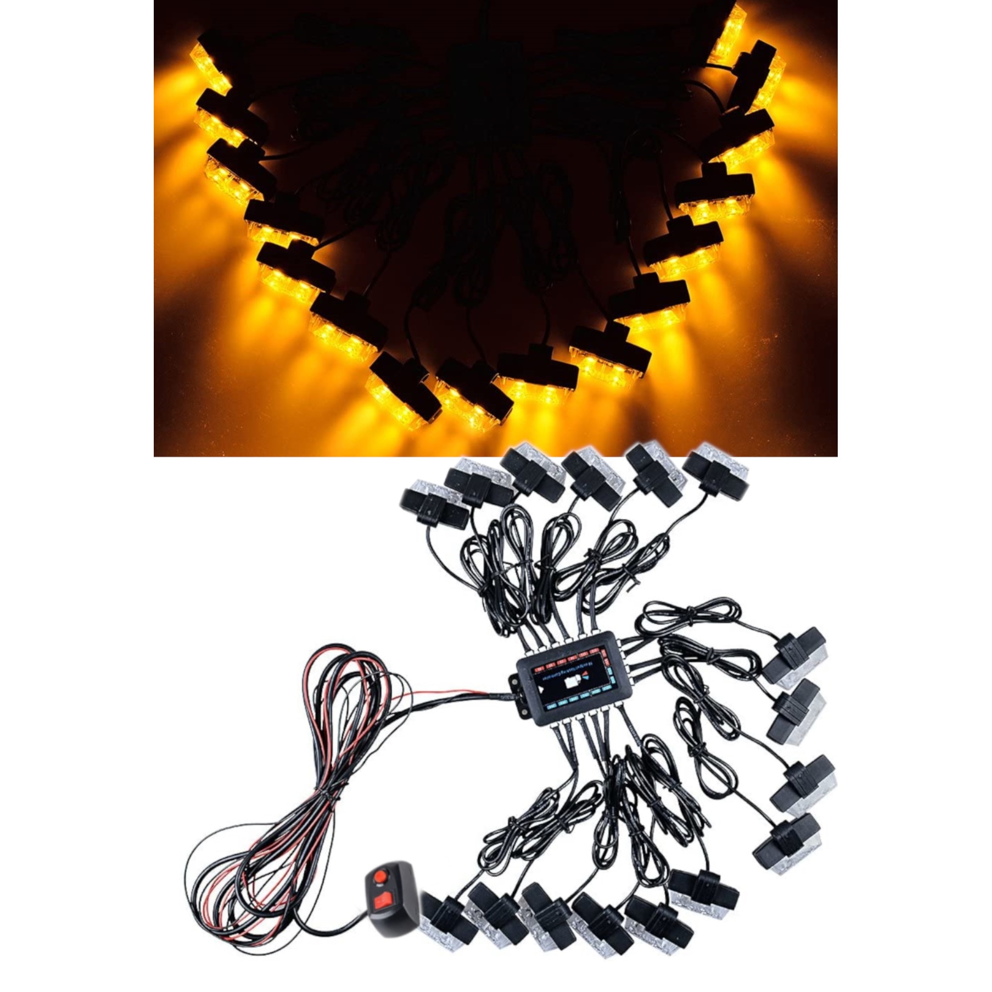 Set Lumini 16 LED, 2 Leduri, Tip Stroboscop De Avertizare, Galben ...