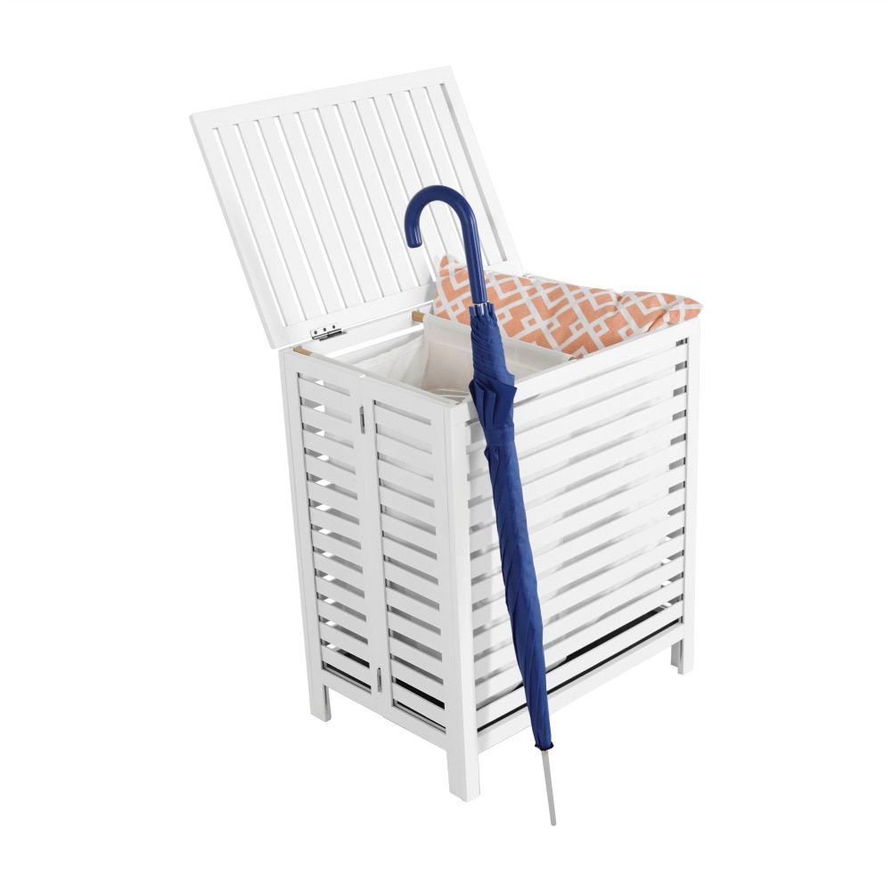 Cos pentru rufe DacEnergy©, realizat din bambus si material textil, 2 ...