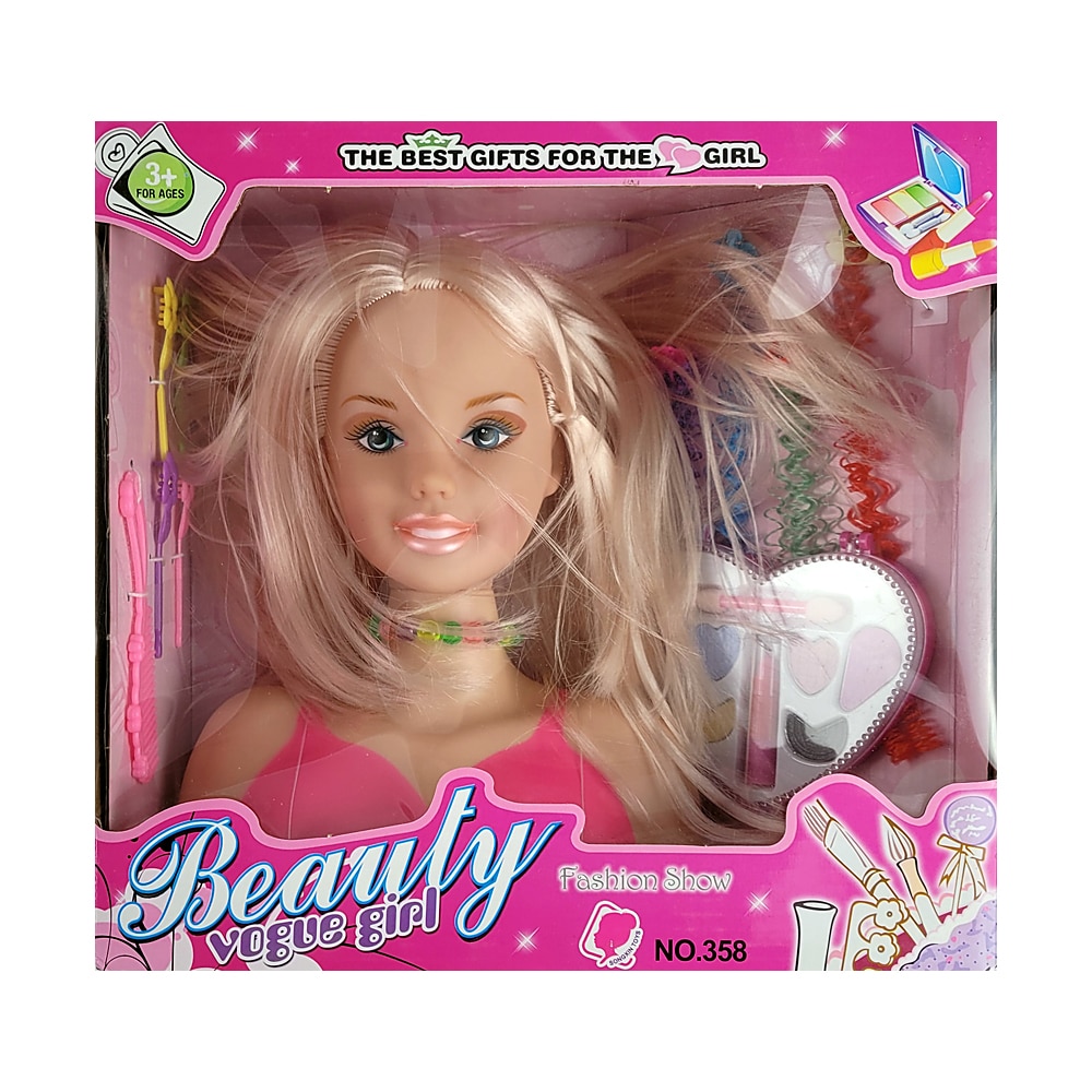 Cap Papusa pentru Coafat si Machiat cu Set Complet de Accesorii, Beauty ...