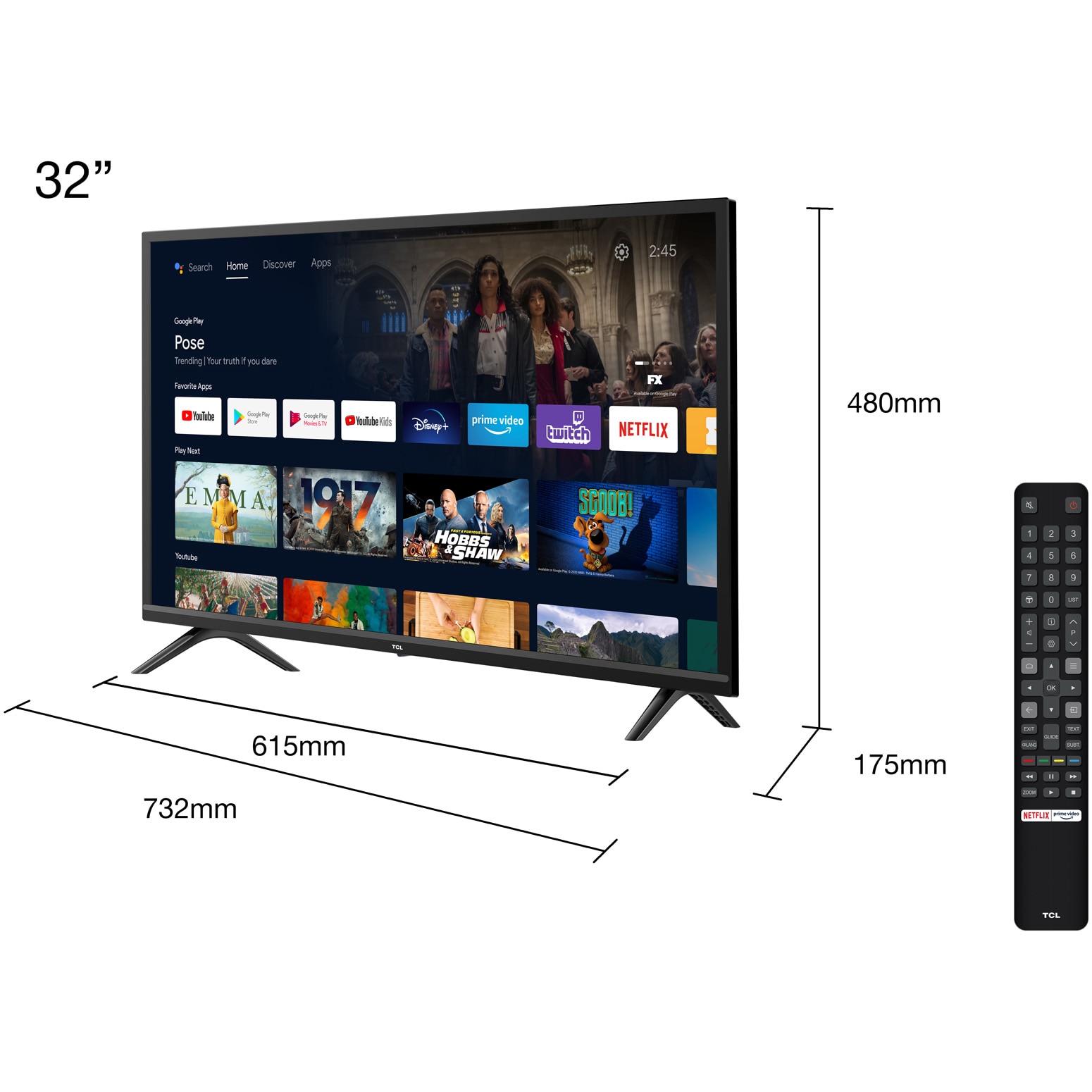 Televizor TCL LED 32S5200, 80 cm, Smart Android, HD, Clasa F - eMAG.ro