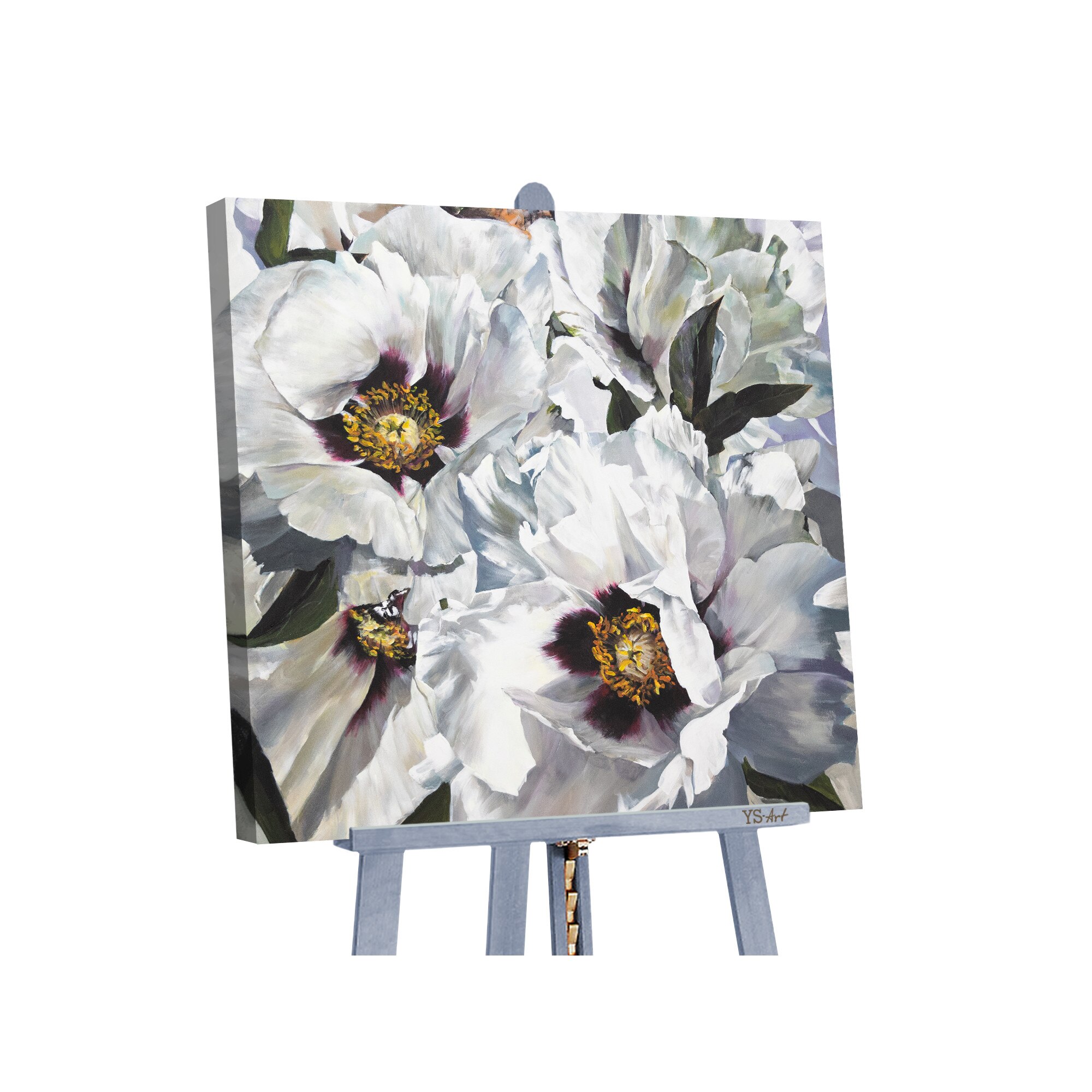 Tablou pictat manual Flori, Lotus de zapada, 100x100 cm - eMAG.ro