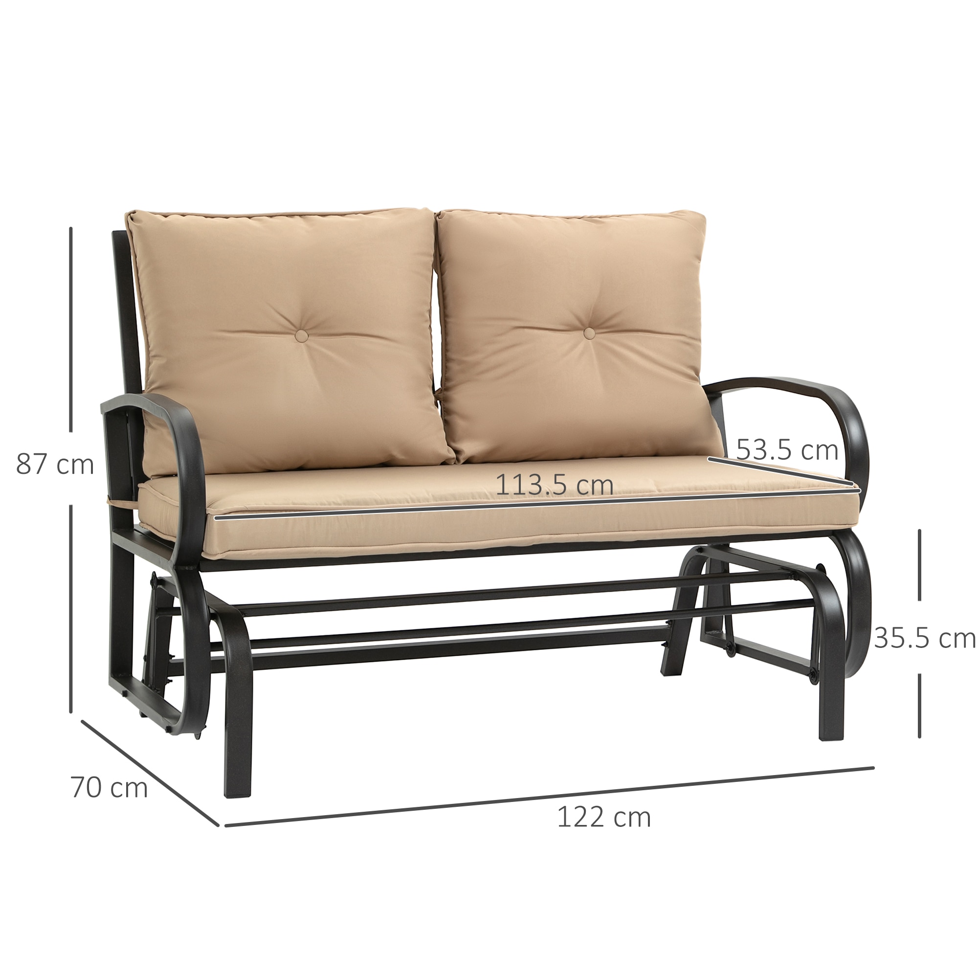 Canapea gradina, Outsunny, Otel/Poliester, Kaki - eMAG.ro