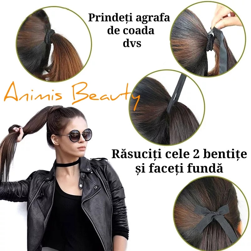 Extensie de par Coada par GRI inchis, dreapta, 60 cm, Animis Beauty ...