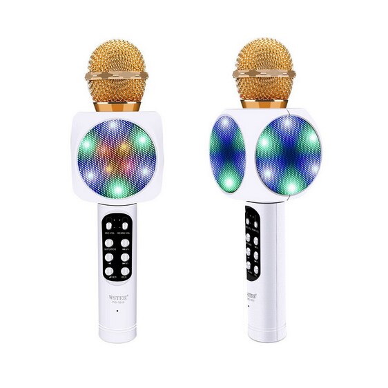 Microfon karaoke Disco LED WSN 1816, fara fir, cu Radio si Recorder ...