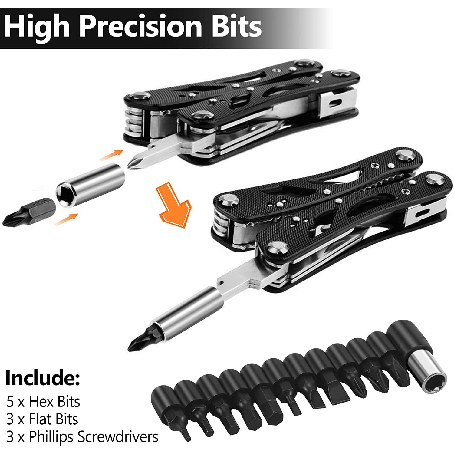 Cleste patent multifunctional 14 in 1 cu 11 Biti, Otel Inoxidabil ...