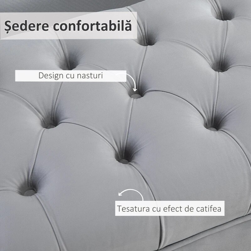 Bancheta, Homcom, Metal/Catifea, Gri - eMAG.ro