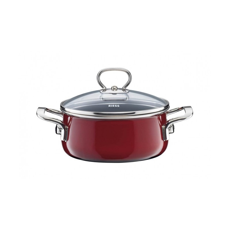 Oala cu capac Riess, Ceramica, 16cm, 1l, Rosu - eMAG.ro