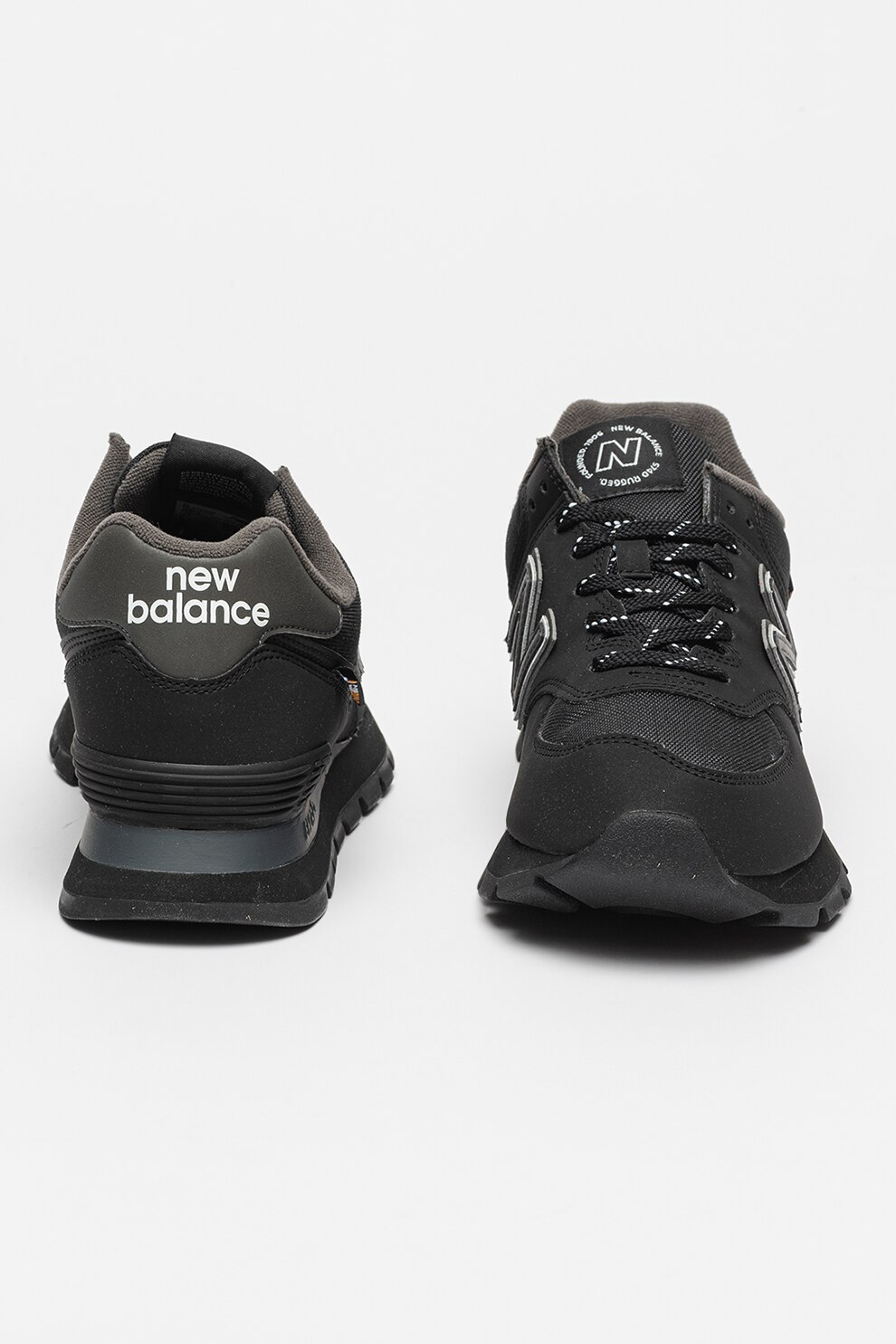 New Balance, Кожени спортни обувки 574 с мрежа, Черен, 11.5 - eMAG.bg