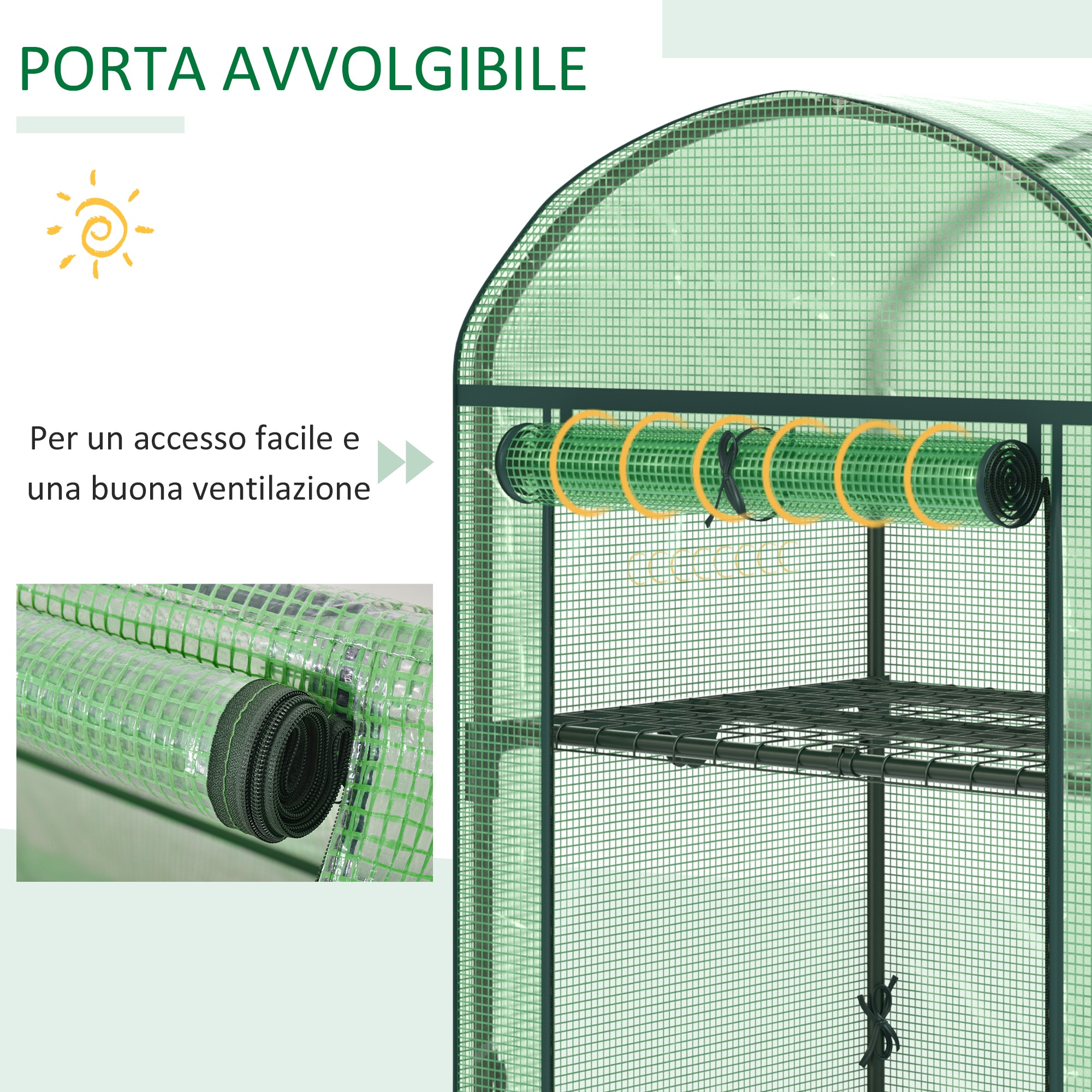 Mini sera de gradina, Outsunny, Metal/PE, 2 rafturi, 69 x 49 x 92 cm ...