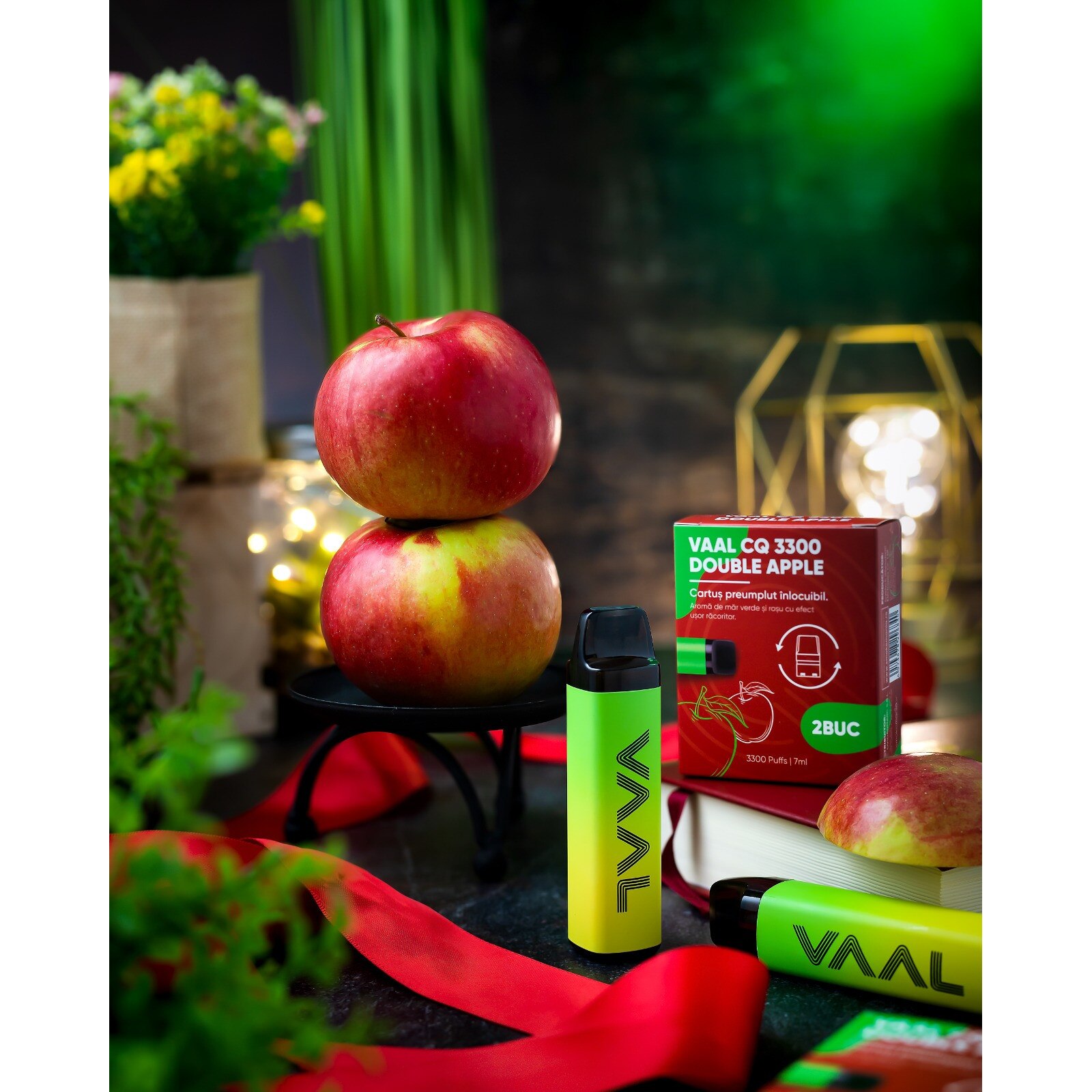 Set 2 Cartuse VAAL CQ 3300 Double Apple - 6600 Puff - eMAG.ro