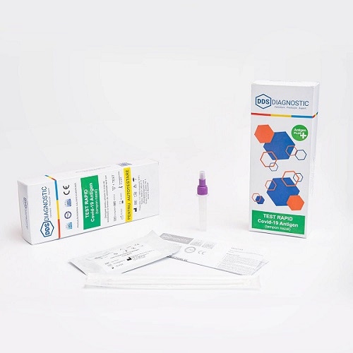 Set 5 bucati Test rapid Antigen Covid 19 cu tampon nazofaringian pentru ...