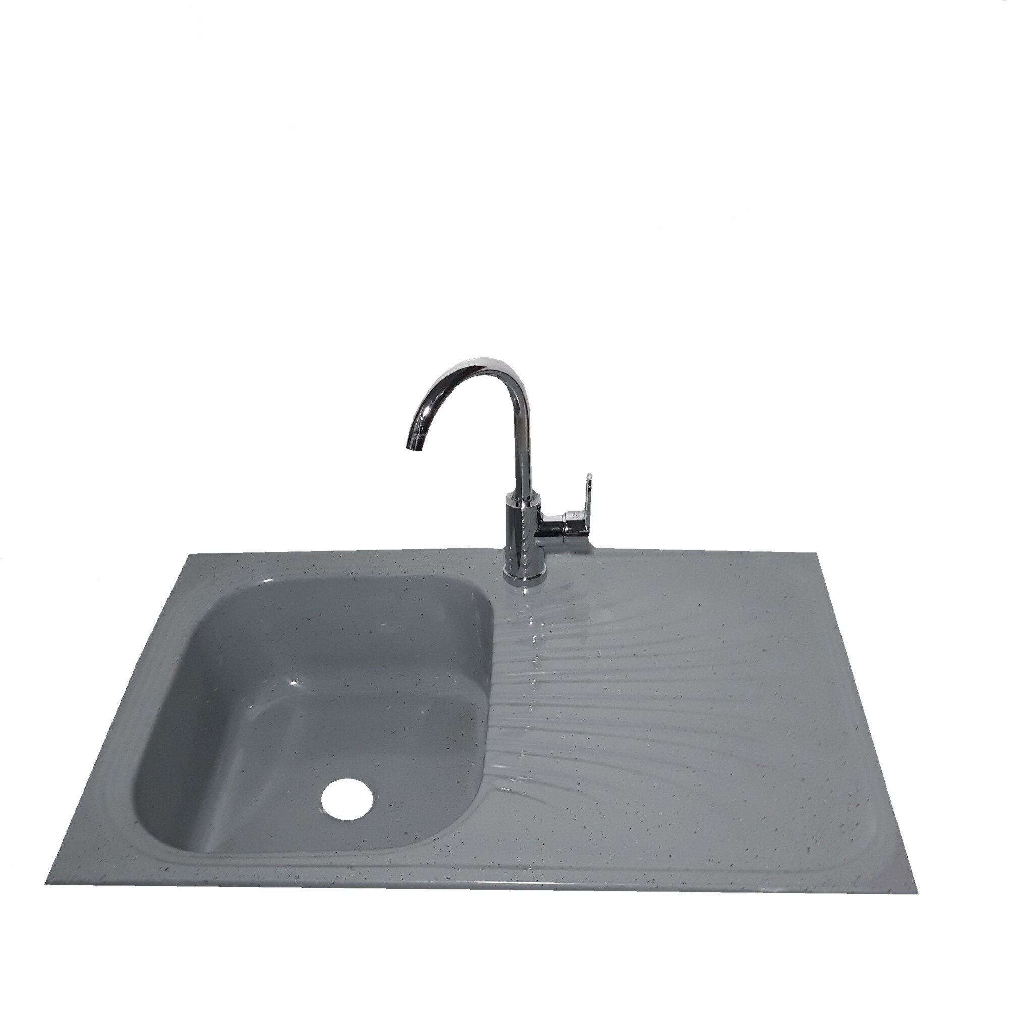 Chiuveta de bucatarie, din compozit, gri marmorat, 800 x 500 mm, cuva ...