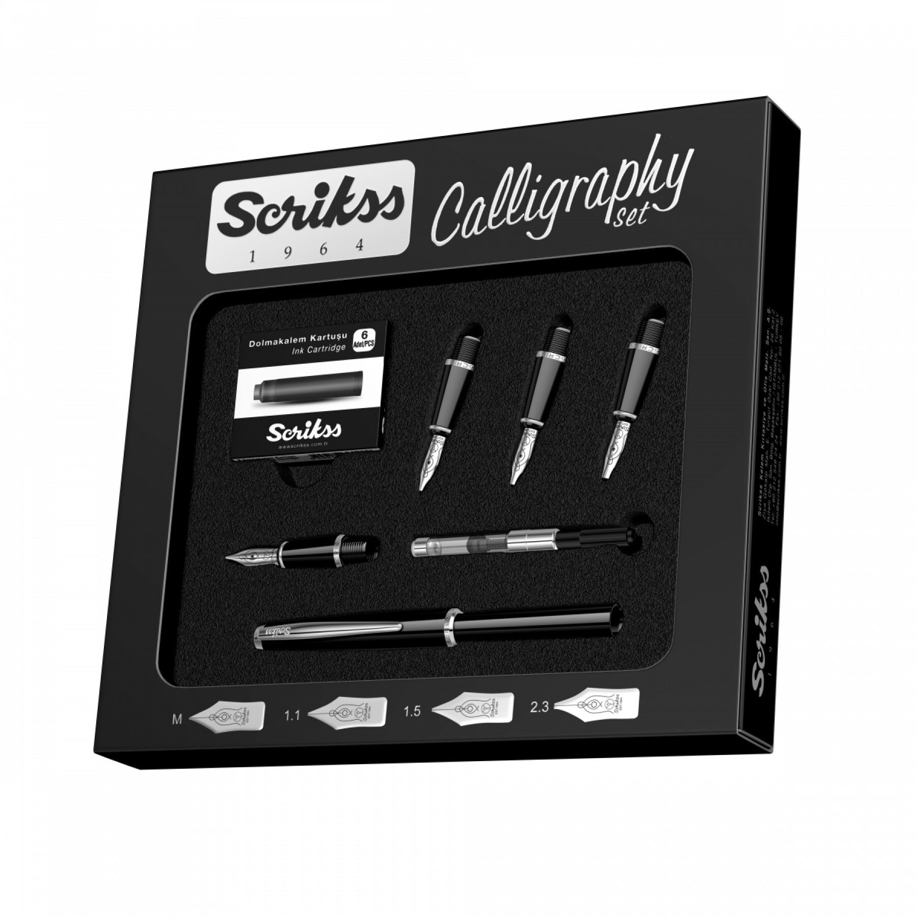 Set 4 Stilouri Caligrafie Scrikss, Negru - eMAG.ro