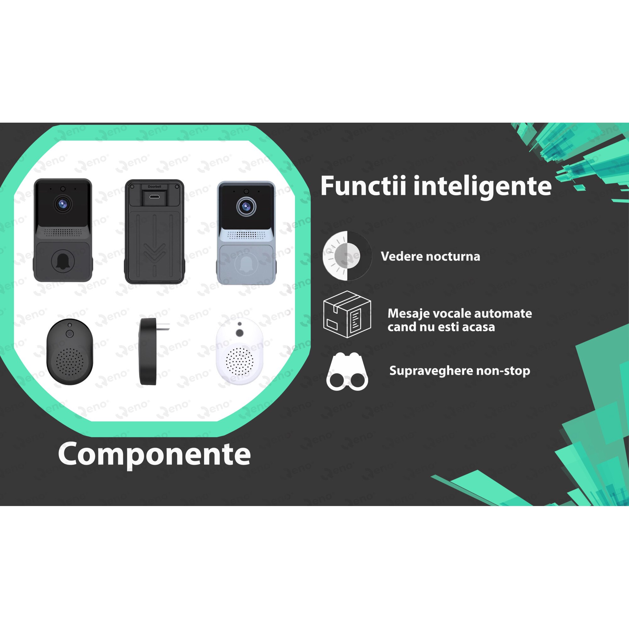 Sonerie Wireless Video, Fara Fir Qeno® SmartFamily, Cu Camera Video ...