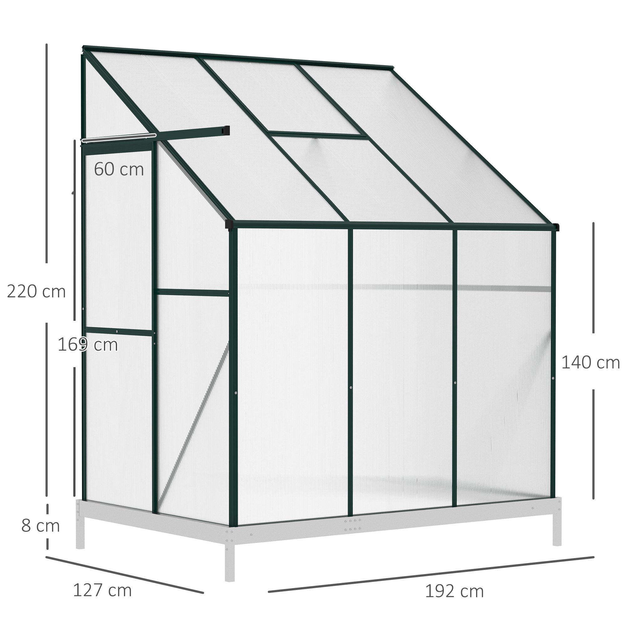 Sera gradina, Outsunny, Aluminiu/Policarbonat, Verde/Transparent - eMAG.ro