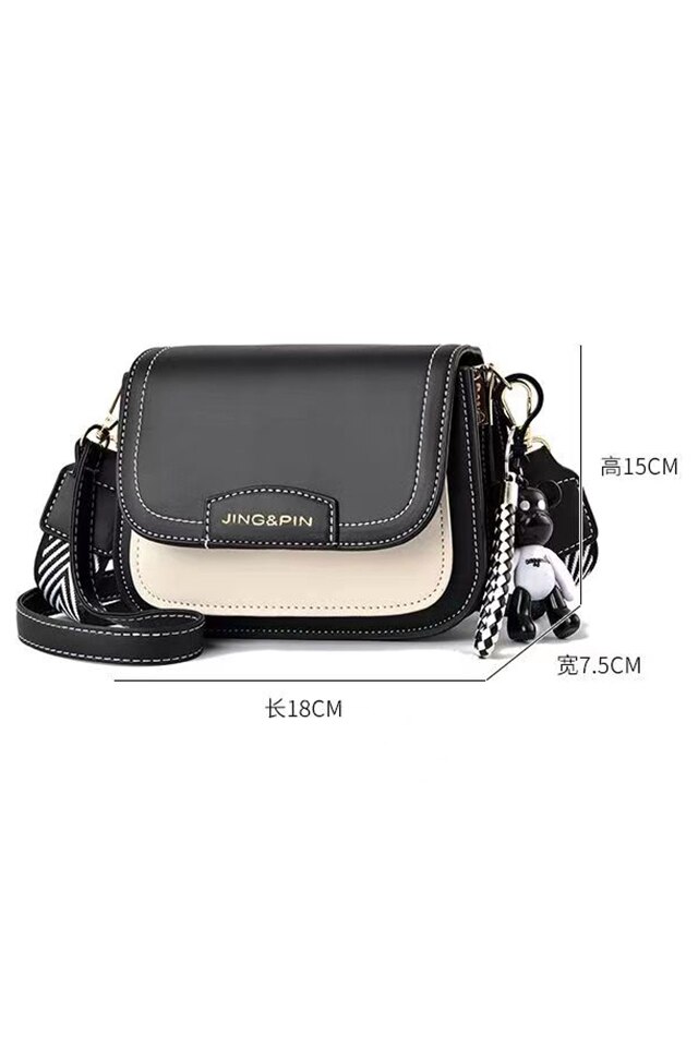 Geanta pentru femei, Piele PU, 19x8x14 cm, Negru/Alb - eMAG.ro