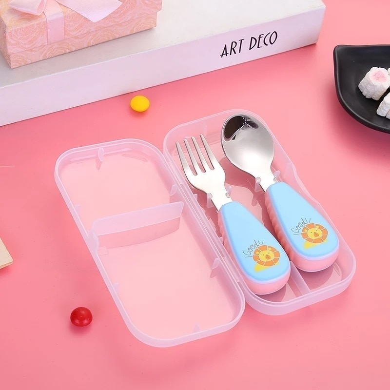 Set 2 tacamuri antrenament cu maner ergonomic, pentru copii, albastru ...