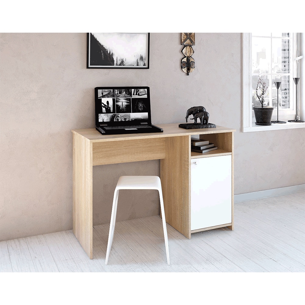 Birou mdf natur stejar sonoma alb Dede 110x50x74.5 cm - eMAG.ro