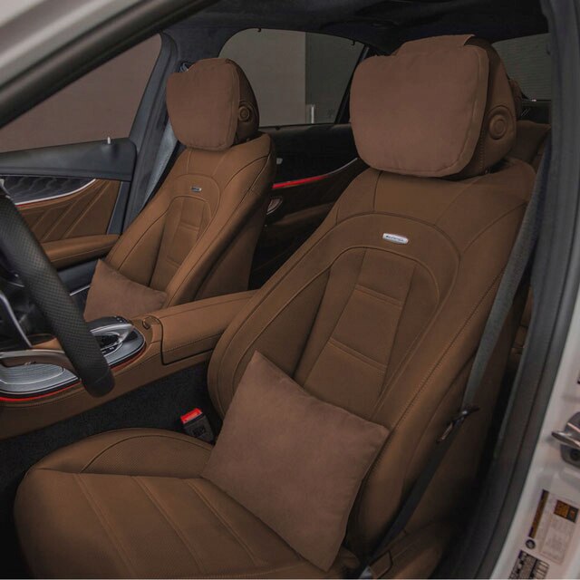 Perna auto bancheta, tip alcantara, 38x26 cm, maro deschis - eMAG.ro
