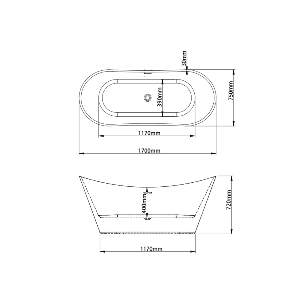 Cada freestanding Bella* BSM-206 1700 x 750 x 750 mm, negru mat - eMAG.ro