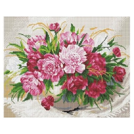 Set goblen cu diamante, cu sasiu, Flori delicate, 40x50 cm - eMAG.ro