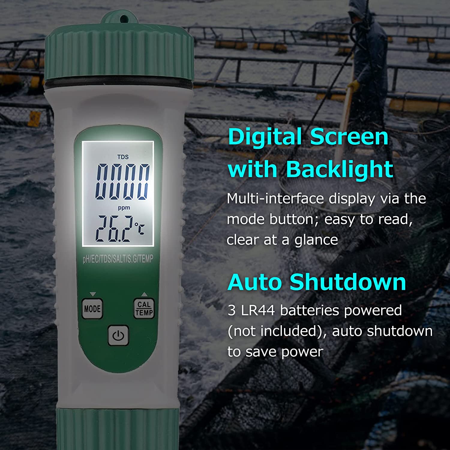 Tester Profesional Calitate Apa 6 in 1 de masurat salinitatea/PH/TDS/EC ...