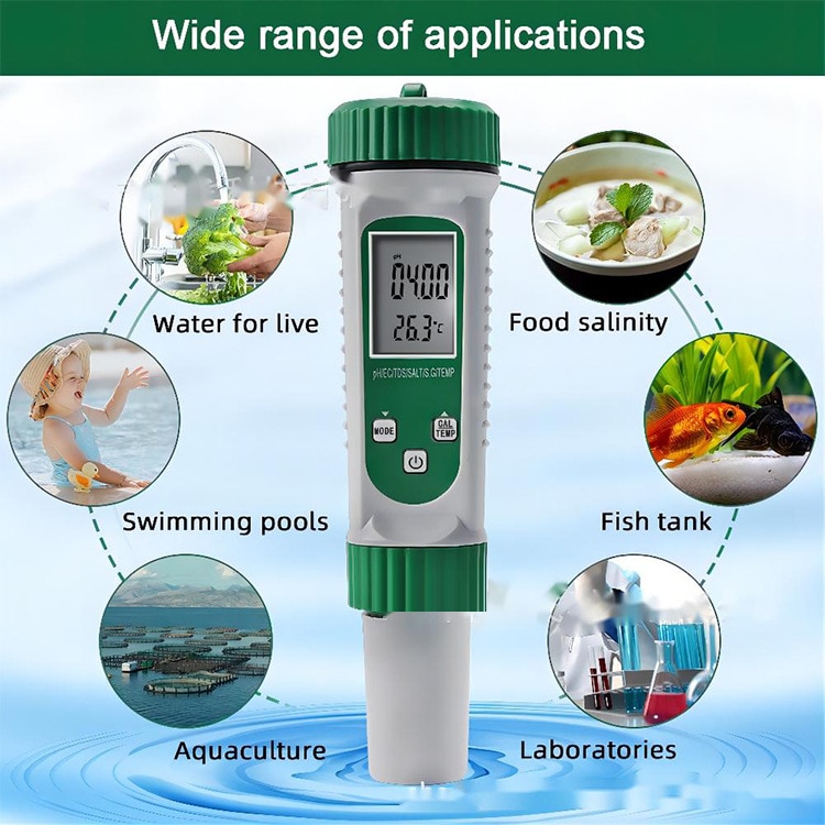 Tester Profesional Calitate Apa 6 in 1 de masurat salinitatea/PH/TDS/EC ...