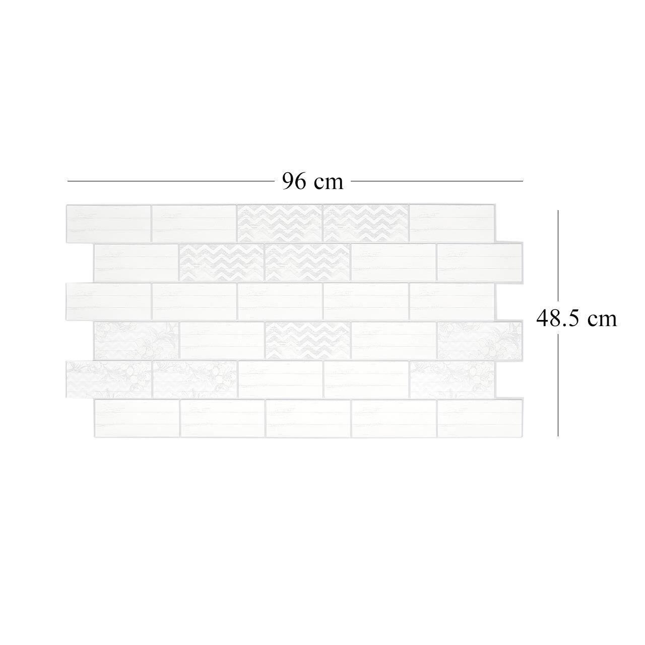 Panou decorativ, PVC, model marmura 3D, alb cu flori, 96x48.5cm - eMAG.ro
