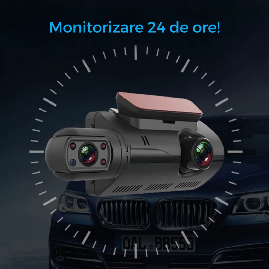 Camera Auto DVR PRO, FULL HD, 1080P, 2 lentile, Vedere nocturna ...