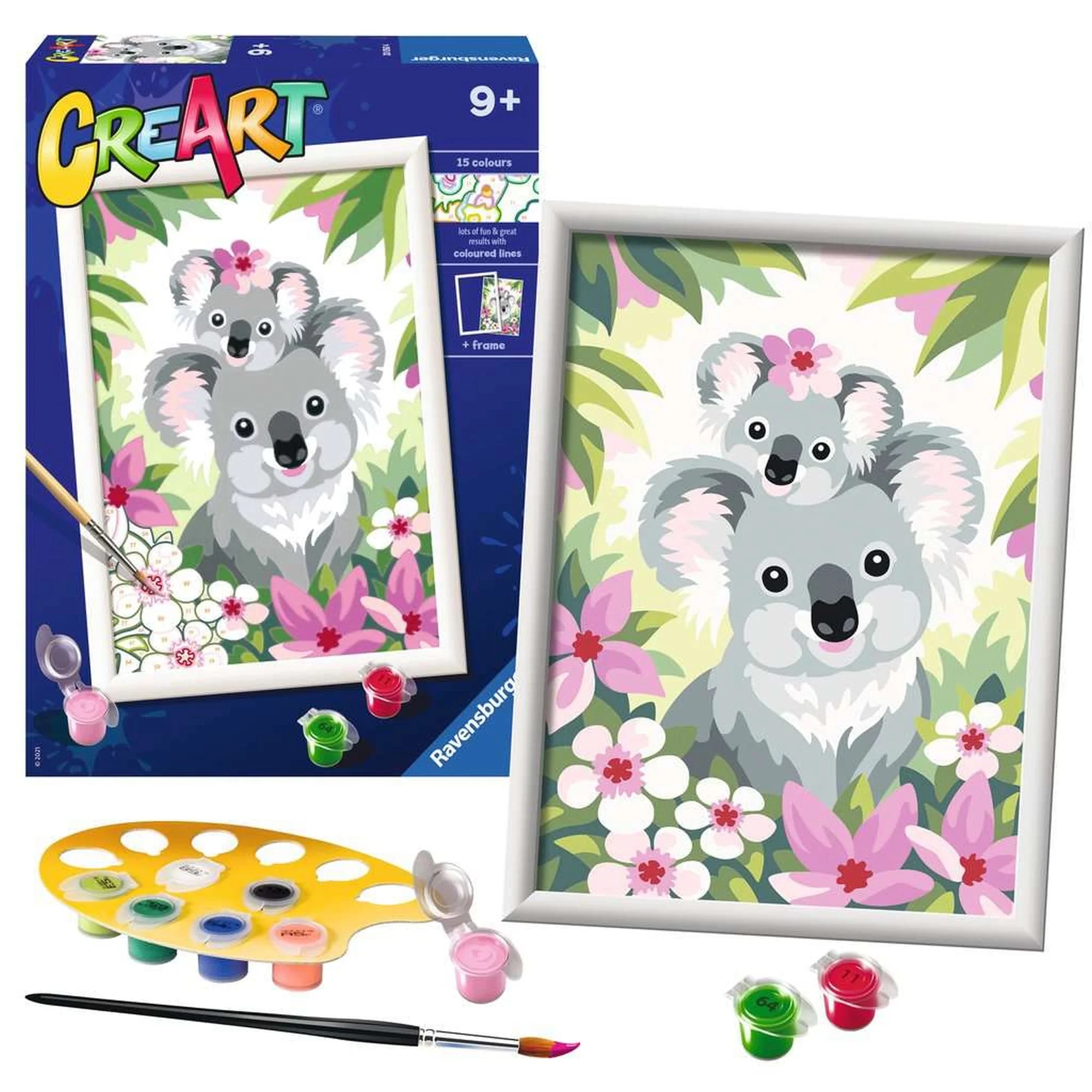 Set Ravensburger Creart, pictura pe numere - Koala cu pui, 13x18 cm ...